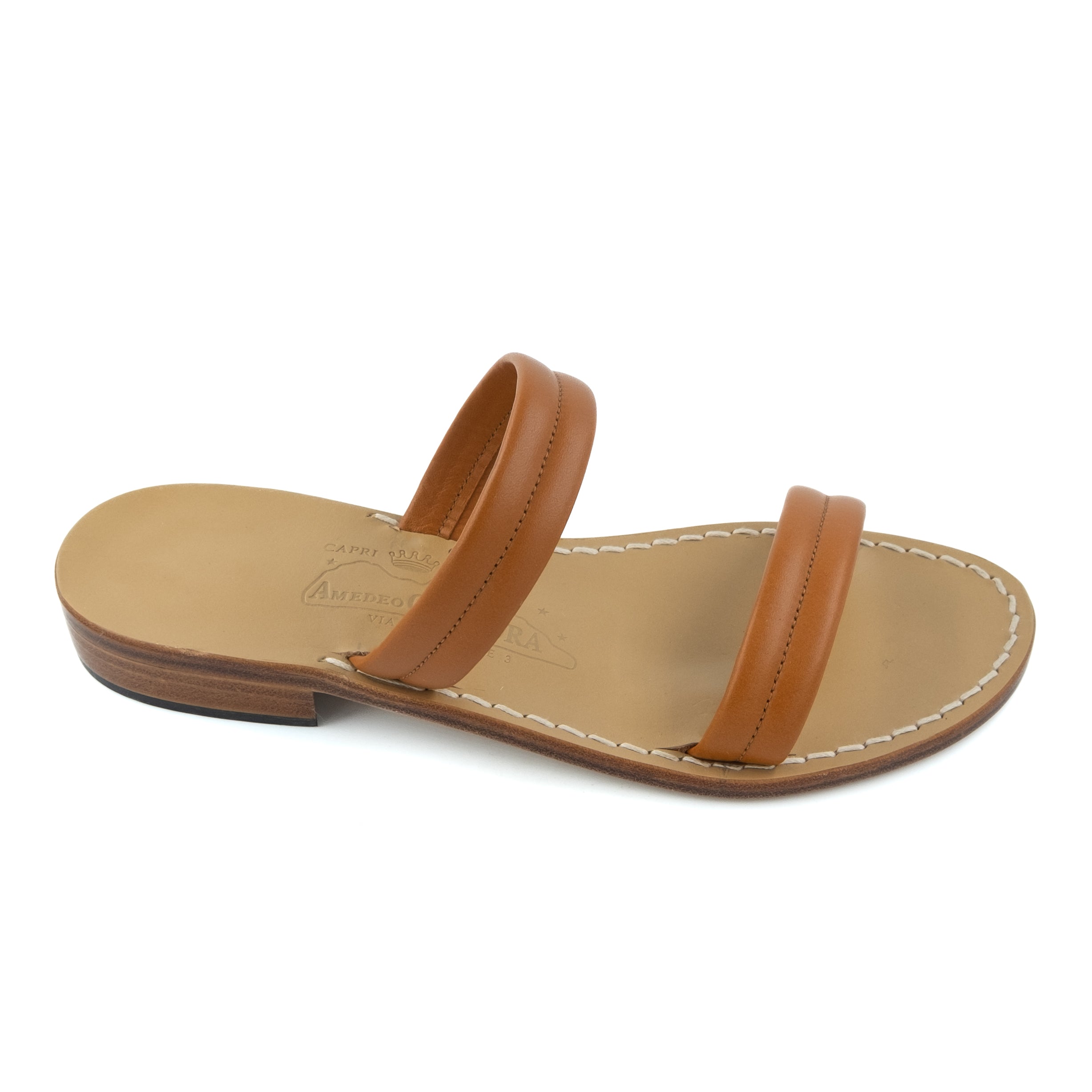 Eloise - Genuine leather sandal with double strap and heel – Canfora.com