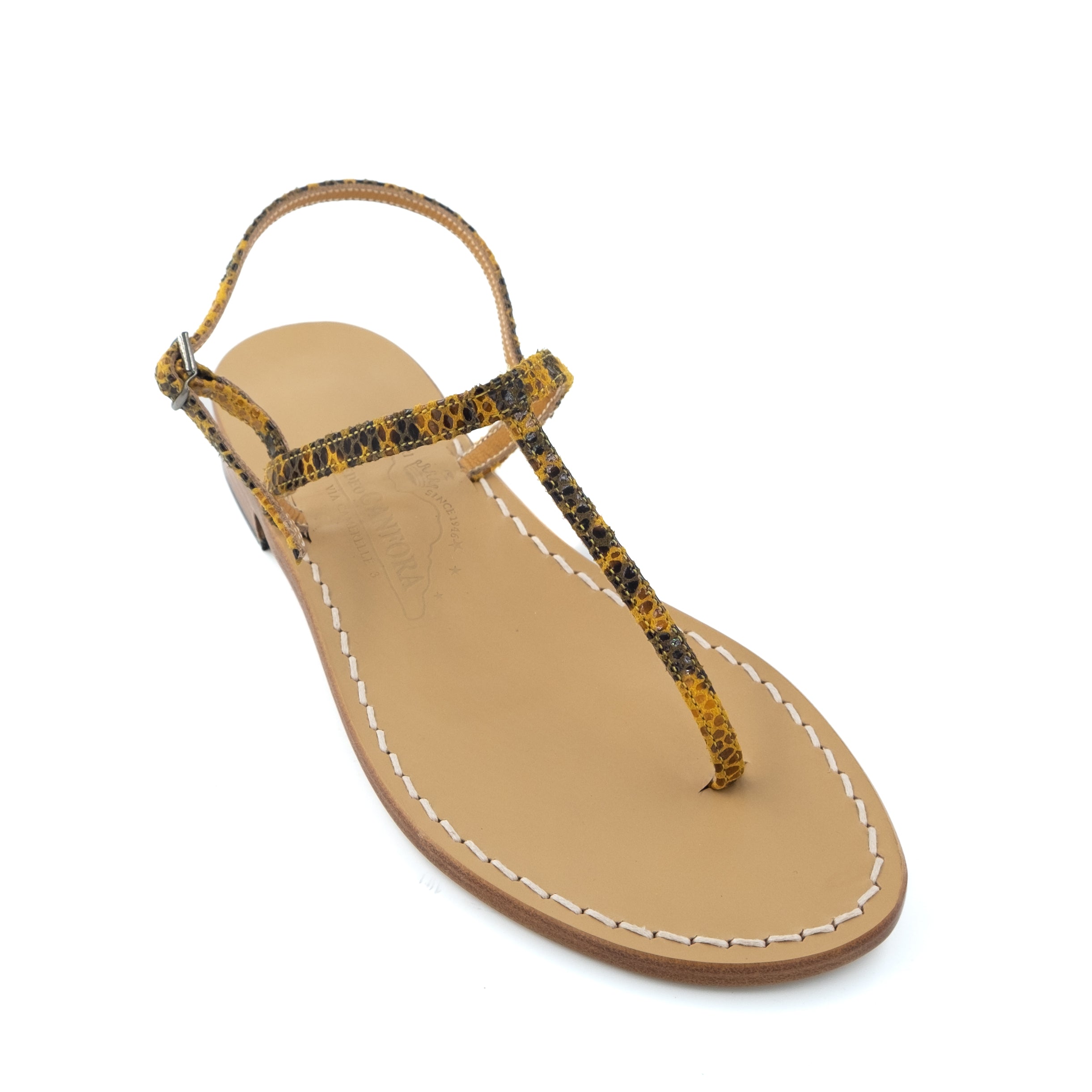 Gail Lizard - Genuine leather thong sandal with lizard watch strap ...