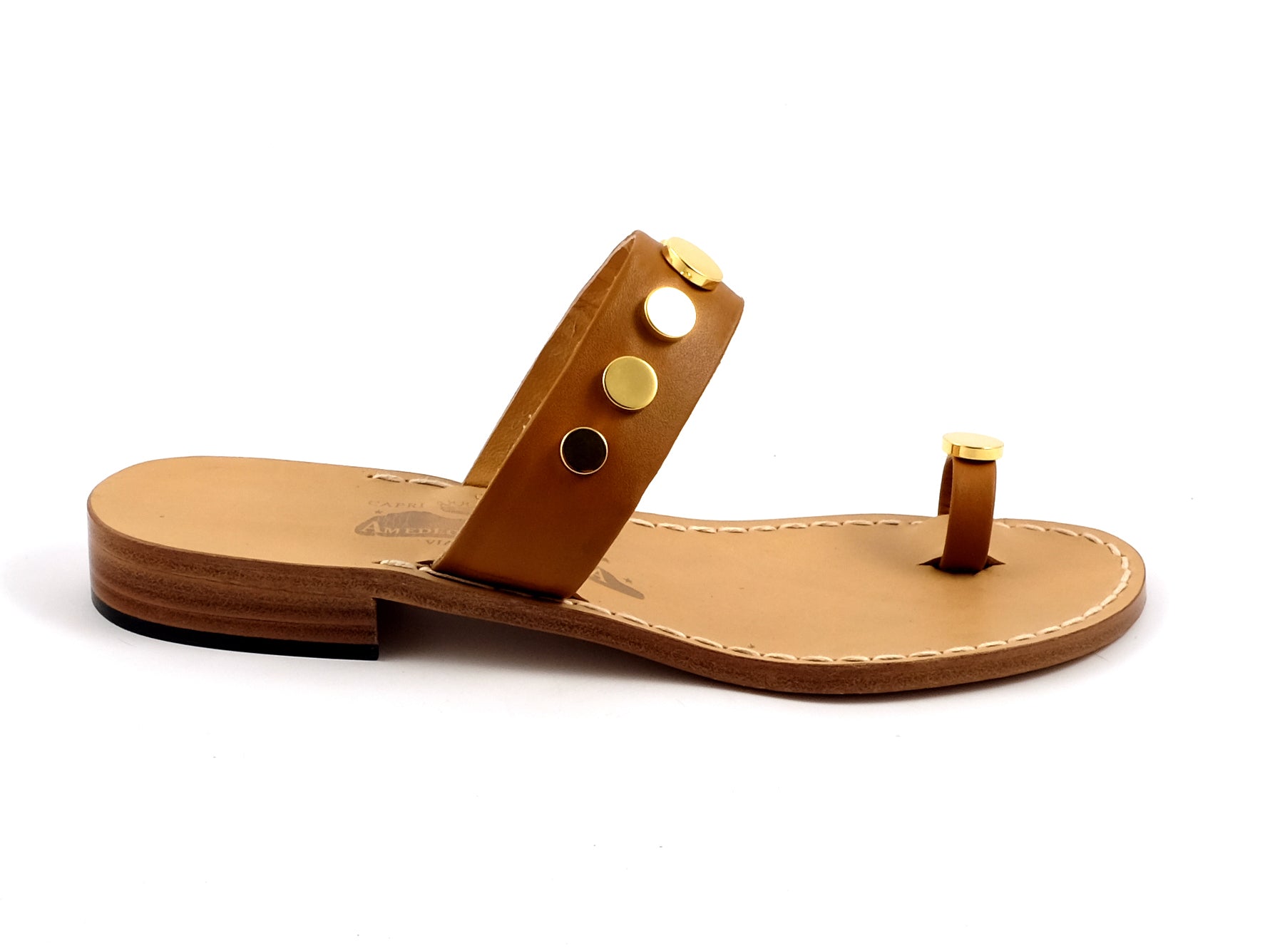 Susan - Genuine leather sandal with simple inserts and toe band ...